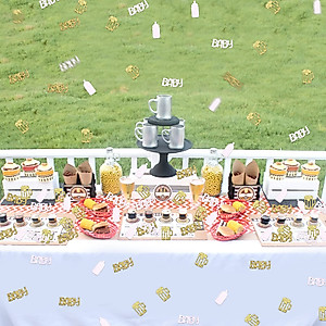 A Baby is Brewing Baby Shower Decorations Beer, 200 Pcs White and Gold Glitter Baby Shower Confetti, Diaper Party Decorations for Gender Reveal Pregnancy Celebration, Beer Theme Table Decor