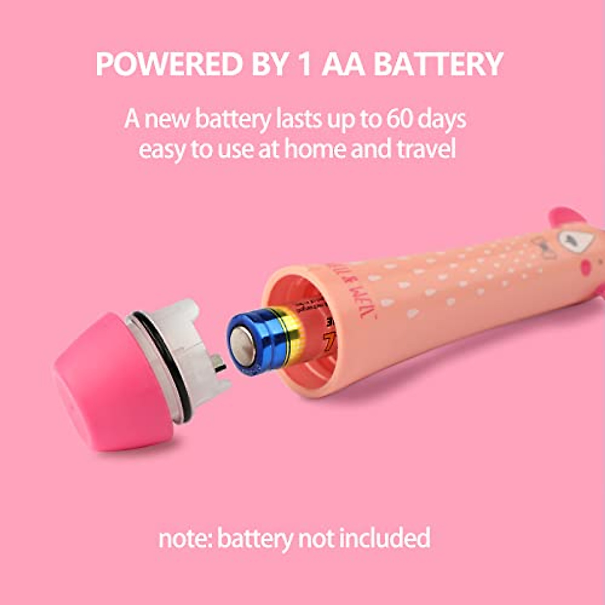 NELL&WELL Kids Electric Toothbrush, Battery Powered Toothbrushes with 2 Soft Bristles Heads for Children Boys and Girls Ages 3+, IPX7 Waterproof, BPA Free (Bear Purple)