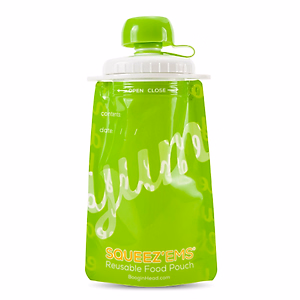 BooginHead Baby Toddler Squeez'Ems Puree Pouches, Dishwasher safe YUM! Green/White