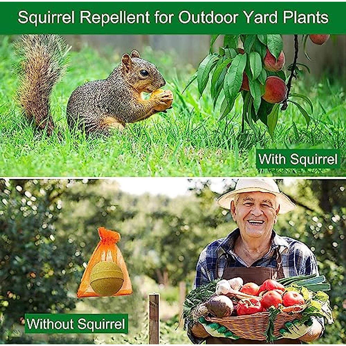 Squirrel Repellent 12 Pack, Chipmunk Repellent Outdoor, Natural Squirrel Repellent & Mint Squirrel Deterrent for Bird Feeders/Garden/Attic,Safe Around Kid & Pets, Keep Squirrel Away for Plants