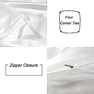 HOdo Home Satin Duvet Cover Twin Size, 3 Piece Silk Like Comforter Cover, Ultra Soft and Breathable Bedding Set with Zipper Closure & Corner Ties