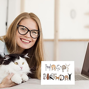 Bhiosng Happy Birthday Card for Cat Lover, Funny Cats Birthday Cards for Men Women, Cute Cat Owner Birthday Gift From Cat, Humor Cat Birthday Gift Card For Dad Mom Brother Sister Cat Lover
