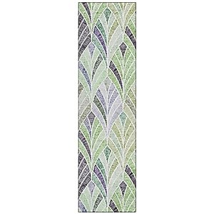 Addison Rugs Chantille ACN851 Green 2'3" x 7'6" Indoor/Outdoor Hallway Runner Rug, Machine Washable, Stain Resistant, Easy Clean, Non Shedding, for Kitchen, Bathroom, Laundry and Bedroom