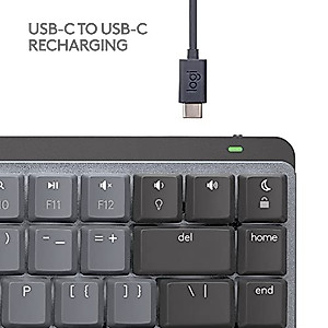 Logitech MX Mechanical Mini for Mac Wireless Illuminated Keyboard, Low-Profile Performance Switches, Tactile Quiet Keys, Backlit, Bluetooth, USB-C, Apple, iPad - Space Grey