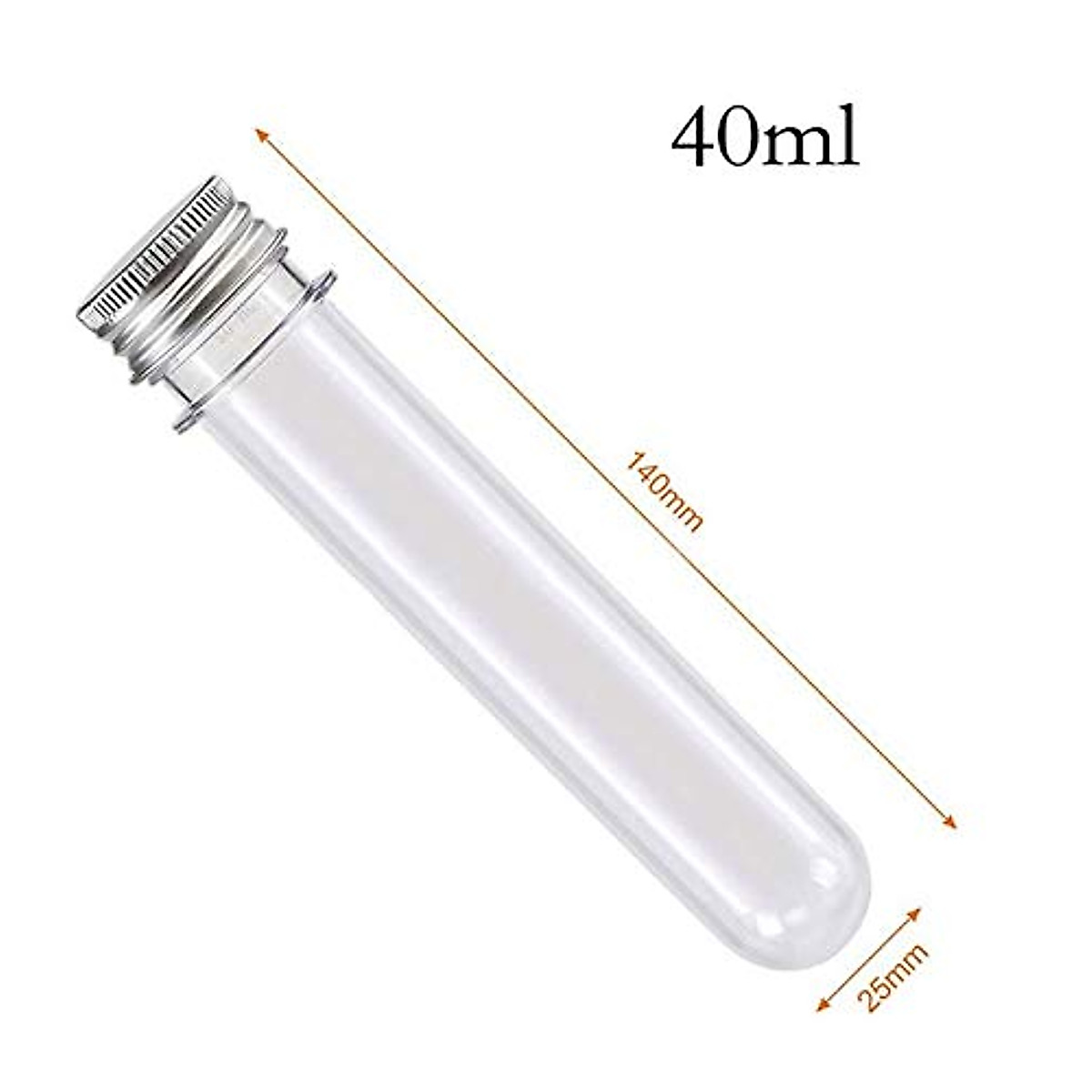 LASSUM 10 Pack 40ml Clear Plastic Test Tubes with Screw Caps Multi- Purpose Plastic Vials Containers for Scientific Experiments, Party, Decorate The House, Candy Storage