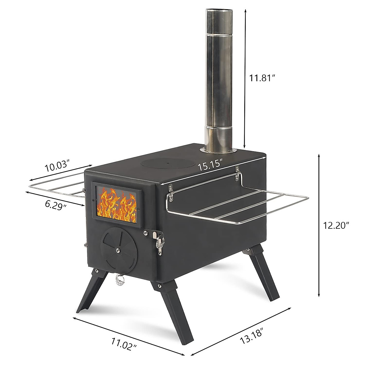 LYNSLIM Camping Stove for Tent, Portable Wood Burning Stove, Wood Stove with 7 Pipes, Hot Tent Stove for Outdoor Cooking Hiking