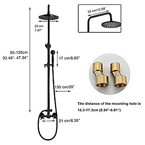 MOSSON Rain Shower System Oil Rubbed Bronze Outdoor Shower Faucet Set with 8 Inch Rainfall Shower Head Handheld Spray 2 Cross Handles Wall Mounted Bathroom Shower Fixtures Solid Brass