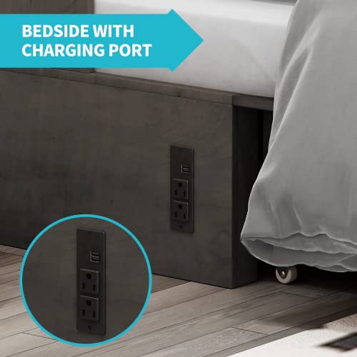 CECER Murphy Bed Cabinet with Memory Foam Mattress, Cube Cabinet Bed Chest with Build-in USB Charging Station and Storage Drawer for Living Room/Apartment/Easy Assembly - Gray