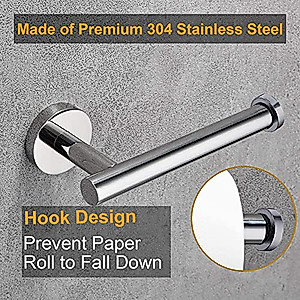 Polished Chrome Bathroom Hardware Set 3 Pieces SUS304 Stainless Steel Round Wall Mounted Set Including Toilet Paper Holder, Robe Towel Hooks,Bathroom Accessories Kit