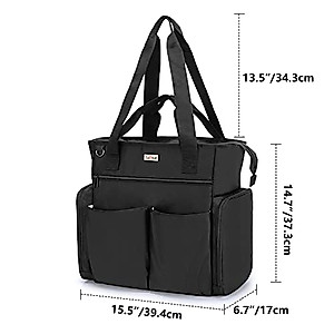 LoDrid Nurse Bag with Bottom Padded Pad, Nurse Bags for Nurses, Medical Work Bag with 15.6” Laptop Storage Layer, Home Visiting Nurse Bag for RN, PA, LPN, EMT, CNA, Black, Bag Only