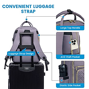 LOVEVOOK Laptop Backpack for Women, Water Resistant Travel Work Backpacks Purse Stylish College Bookbag Business Teacher Nurse Computer Bag with USB Charging Port, Fits 15.6" Laptop