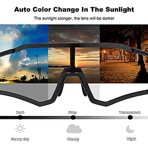 ROCKBROS Photochromic Sunglasses for Men Women Sports Cycling Glasses UV Protection Windproof Bike Glasses for Running