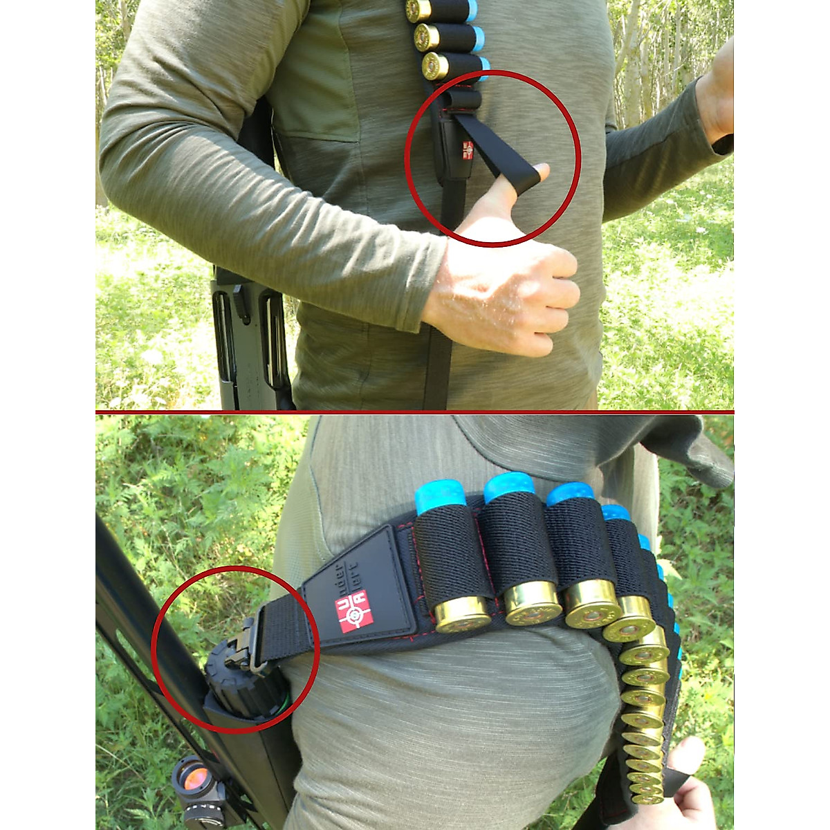 Underalert Shotgun Sling for 12ga Gun Sling for Shotgun with 15 Shell Holders, Gun Slings for Rifle Hunting Gun Strap for Shotgun, Rifle Sling with Swivels Sling Shot Gun 2 Point, Small Game Bandolier