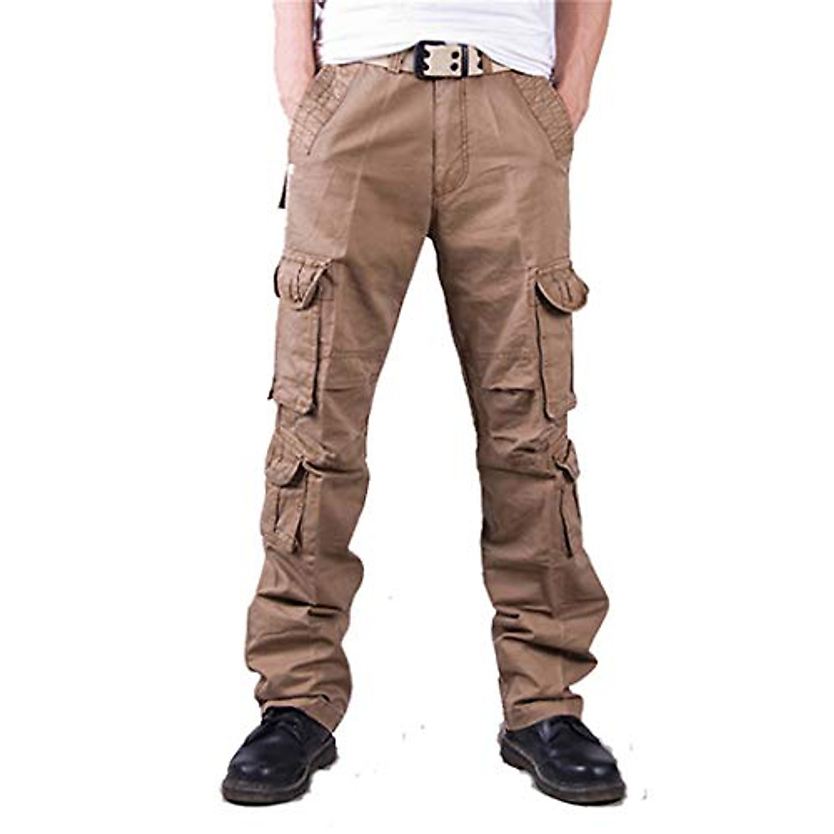MNXOIA Men Casual Tactical Camouflage Cargo Pants Camo Pattern Army Combat Pants Cotton Work Pockets Military Trousers Gray Camo 32