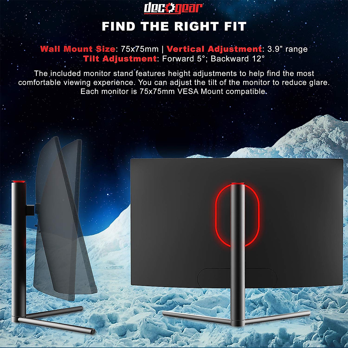 Deco Gear 27-Inch 2560x1440 HDR 400 Color Accurate Curved Gaming Monitor, VA Panel, 16:9 Aspect Ratio, 3000:1 Contrast Ratio, 99% sRGB, 85% NTSC, 90% DCI-P3, 83% Adobe RGB, 144Hz Refresh Rate