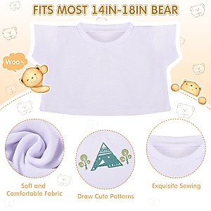 12 Pcs Bear Shirts White Basic Tee Shirt Bear Clothes Bear White Shirt Classic White T Shirt for Bears Plush Bear Clothes Crew Neck Stuffed Animal T Shirt Fit 14-18 Inches Stuffed Bear Dolls