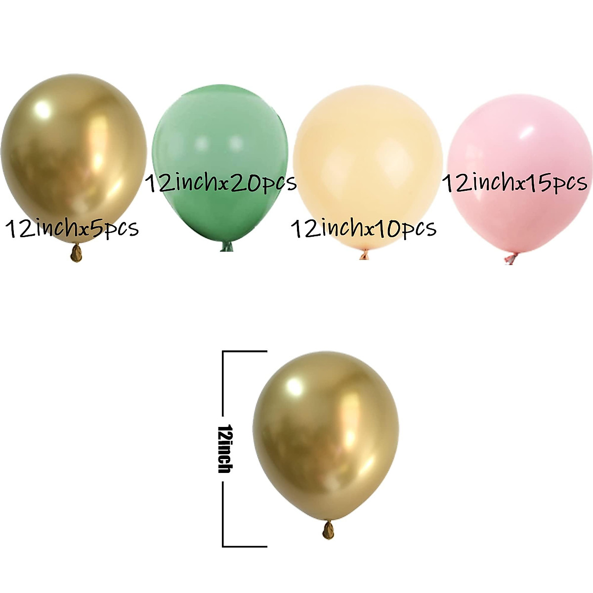 Pink Sage Green Balloons – Assorted Nude Pink Olive Green Gold Balloons 12inch for Gender Reveal Bridal Shower Cactus Party Decorations (Sage Green +Pink)