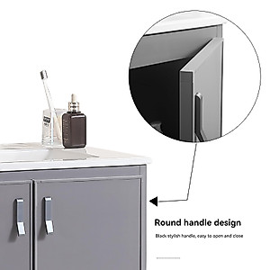 24 Inch Bathroom Vanity with Sink Combo, Floating Bathroom Vanity Set with Two Metal Soft Close Cabinet Doors Modern Wall Mounted Bathroom Vanity Cabinet with White Ceramic Sink, for Small Space