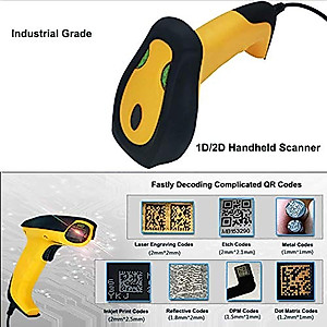 HENCODES Handheld QR Code Scanner,USB 2.0 Cable,Plug and Scan Type,Powerful 2D Decode Abilities for Reading Tiny and Complicated DPM Codes on PCB Board BQ-6200