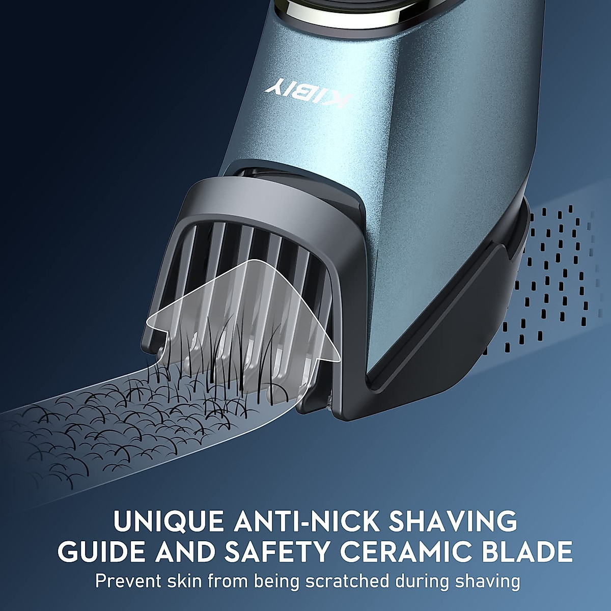 Body Hair Trimmer for Men - Electric Ball Shaver Razor for Pubic Groin Hair Grooming with Built-in LED Light and Mirror, Ceramic Blade, No Pulls, No Cuts, Waterproof Wet/Dry Cordless Use (Blue)