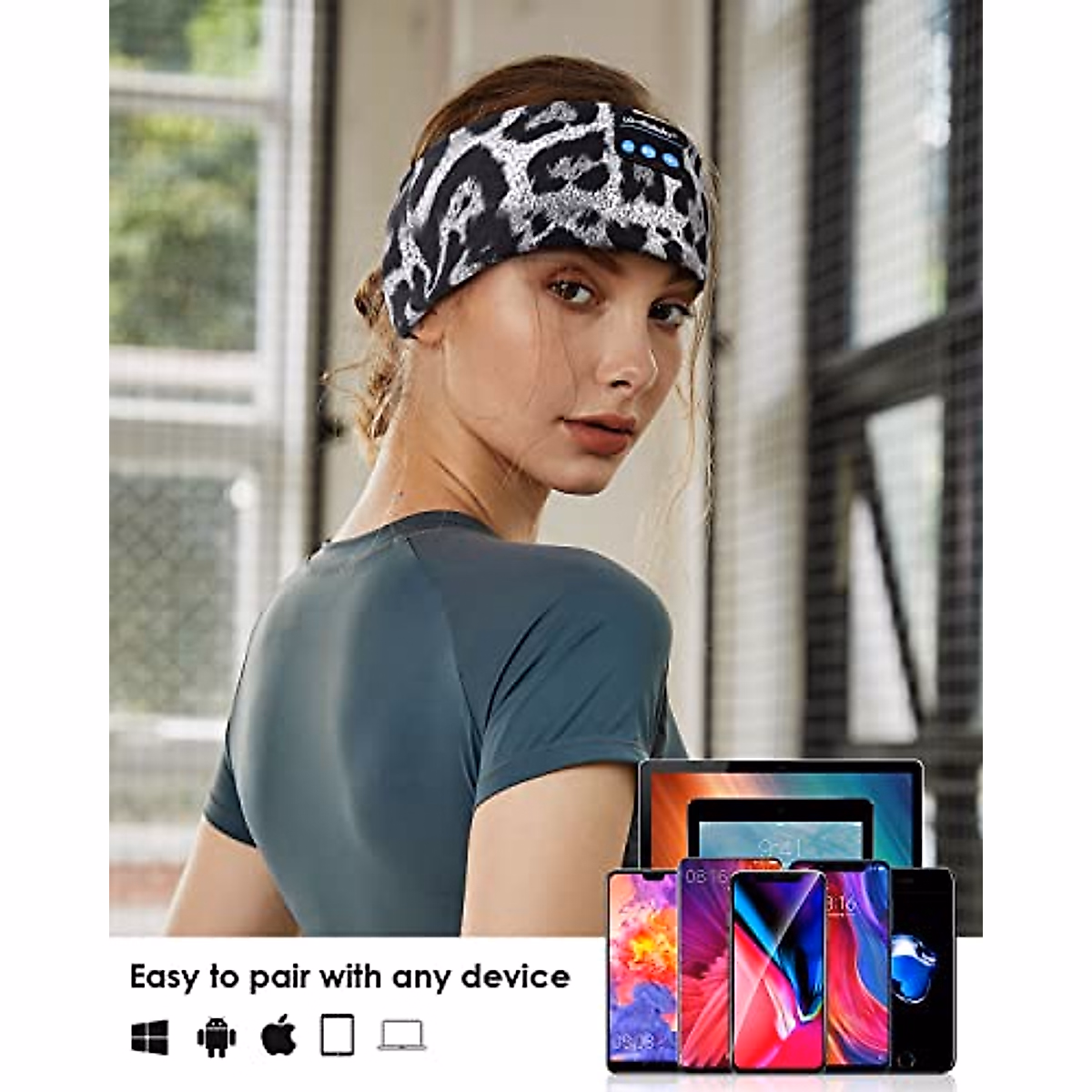 LC-dolida Sleep Headphones Bluetooth Headband, Cozy Wireless Headphones Headband, Sleep Mask with Bluetooth Thin HD Stereo Speakers Perfect for Side Sleepers, Sport, Yoga, Travel