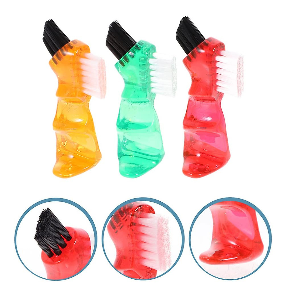 FOMIYES Toothbrushes 3pcs Cleaning Brush Hard Brush Toothbrush Double Sided False Brush Heads Portable for False Cleaning Cleaning