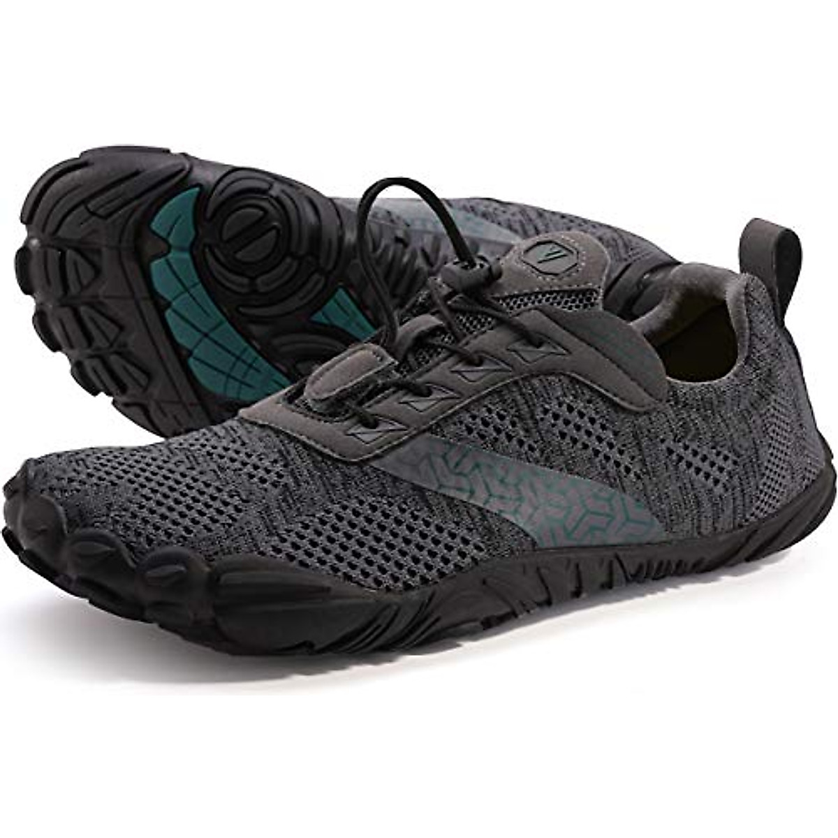 WHITIN Men's Trail Running Shoes Minimalist Barefoot 5 Five Fingers Wide Width Toe Box Size 8.5 Gym Workout Fitness Low Zero Drop Hiking Road Runners Flat Sneakers Weightlifting Minimus Grey 41