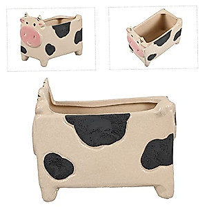 HANABASS 2pcs Decoration Animal Garden Pots Planters Zodiac Bonsai Lovely Indoor Plants Flower Cactus Gift Container Ox Center Plant Succulent Office Pot Cow Ceramic Home Year Cows Balcony