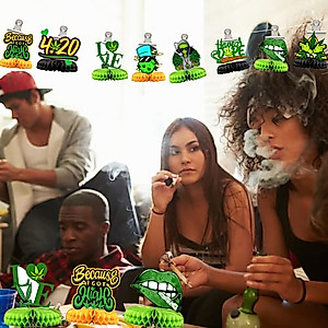 8pcs Weed Honeycomb Centerpieces,420 Decorations for Weed Party, Weed Party Decorations for Adults, Marijuana Weed Leaf Have a Dope Birthday Party Supplies