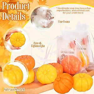 Liliful 50 Sets Mini Pumpkin Baby Shower Favors Included Pumpkin Soap Thanks Cards Drawstring Gift Bags for Fall Bridal Shower Wedding Autumn Thanksgiving Day Party Decorations Gifts(Orange)
