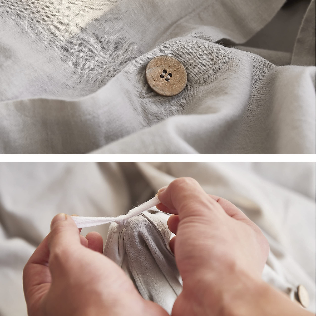 Bedsure King Comforter Duvet Insert with Corner Tabs Bundle Linen Cotton Duvet Cover Set King Size