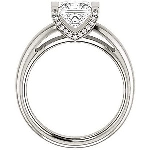 Mois 3 CT Princess Colorless Moissanite Engagement Ring for Women/Her, Wedding Bridal Ring Set, Eternity 14K Solid Gold Diamond Solitaire Half Bezel Set for Her