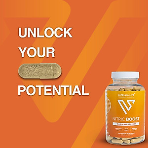 Vatellia Life Nitric Boost - Nitric Oxide Supplement for Men | High Absorption Formula | 100% Natural Ingredients | Best Nitric Oxide Booster | Increase Blood Flow | 2 Month Supply