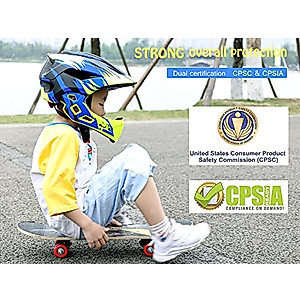 Natuway Kids Full Face HelmetS for Cycling Scooter Skateboard BMX Bike Roller-Skate Protective Gear Blue