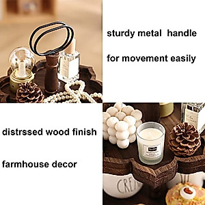 2 Tiered Tray Decorative Trays for Home Decor Farmhouse Tiered Tray Decor Tiered Serving Tray with Coaster Round Trays Home Decor,Cupcake Organizer with Metal Handle