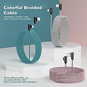 3 Pack iPhone Charger 10FT [Apple MFi Certified] Right Angle Lightning Cable iPhone Fast Charging Cord Nylon Braided for iPhone 14 13 12 11 Pro/Pro Max/Mini/XS/XR/8 7 Plus, iPad, AirPods (10 Foot)