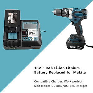 2Packs Upgraded 5.0Ah 18V BL1850B with LED Replacement Lithium-ion Battery Compatible with Makita 18 Volt Battery for Compatible Makita 18V Lithium-Ion Cordless Power Tools (4)