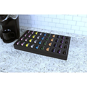 Polar Whale 2 Coffee Espresso Capsule Drawer Organizer Tray Inserts Compatible with Nespresso Vertuo VertuoLine Kitchen Home Office Waterproof Washable Black Foam 40 Compartment 12.75 x 20.25 Inches