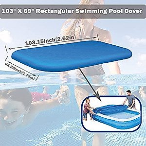 Inflatable Rectangle Pool Cover 103 in x 69 in (262 cm x 175 cm) Rectangular Pool Cover Dustproof Square for Garden Outdoor Paddling Family Rectangle Pools Protector