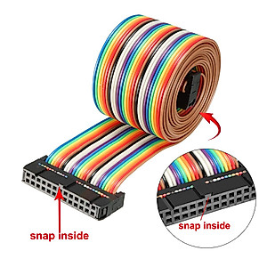 uxcell IDC Rainbow Wire Flat Ribbon Cable 26 Pins 128cm Length 2.54mm Pitch Type-B