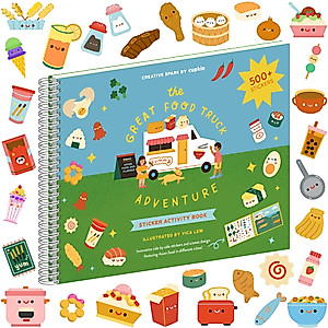Food Truck Sticker + Coloring Book (500+ Stickers & 12 Scenes) by Cupkin - Side by Side Sticker Adventure Time Activity Books for Kids Ages 4-8 - The Adventure Book for Older Boys & Girls Ages 8-10