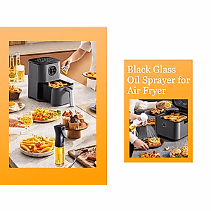 Oil Sprayer for Cooking,220ML Glass Olive Oil Sprayer Mister,Kitchen Gadgets Accessories,Continuous Spray with Control,Save Oil,Widely Used for Salad Making, Baking, Frying, BBQ, Roasting,Black