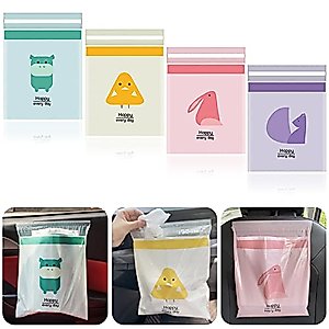 60PCS Easy Stick-On Disposable Car Trash Bags, Portable Self -Adhesive Car Trash Bags, Waterproof Leak Proof Barf Vomit Bags, Suitable for Cars, Bedrooms, Bathrooms, Offices, Kitchens