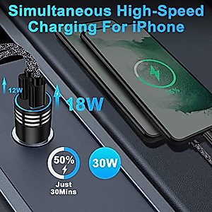 Fast Charging USB C Car Charger for iPhone 14 13 12 11 Pro Max SE XR XS X 8 Samsung Galaxy S23 S22 S21 S20 FE Note20 A12 A32 Google Pixel 7 Pro/6a/6/5/4a/4/3a 3XL,2Pack 30W PD+2.4A Type C Car Adapter