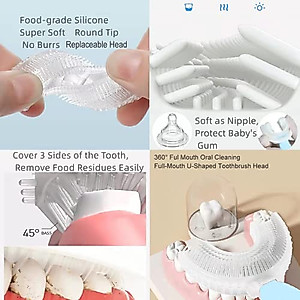 Toddler Children 360 U Shaped Toothbrush Kid Age 2-6&2-4&4-7&6-8 Yr All Rounded Teeth Brush Head Pack, Easy Circular Wide 3 Side Foam Manual Boy Girl Full Whole Mouth Guard Cepillo Dental Para Nios