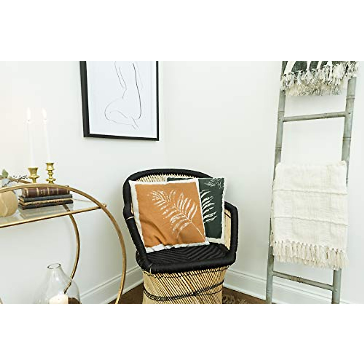 Creative Co-Op Cream Cotton Blend Chenille Fringe Blankets and Throws, Off-White