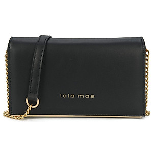 lola mae Wallet Clutch for Women with Phone Holder, Cellphone Purse with strap Fold-Over Crossbody bag (BLACK)