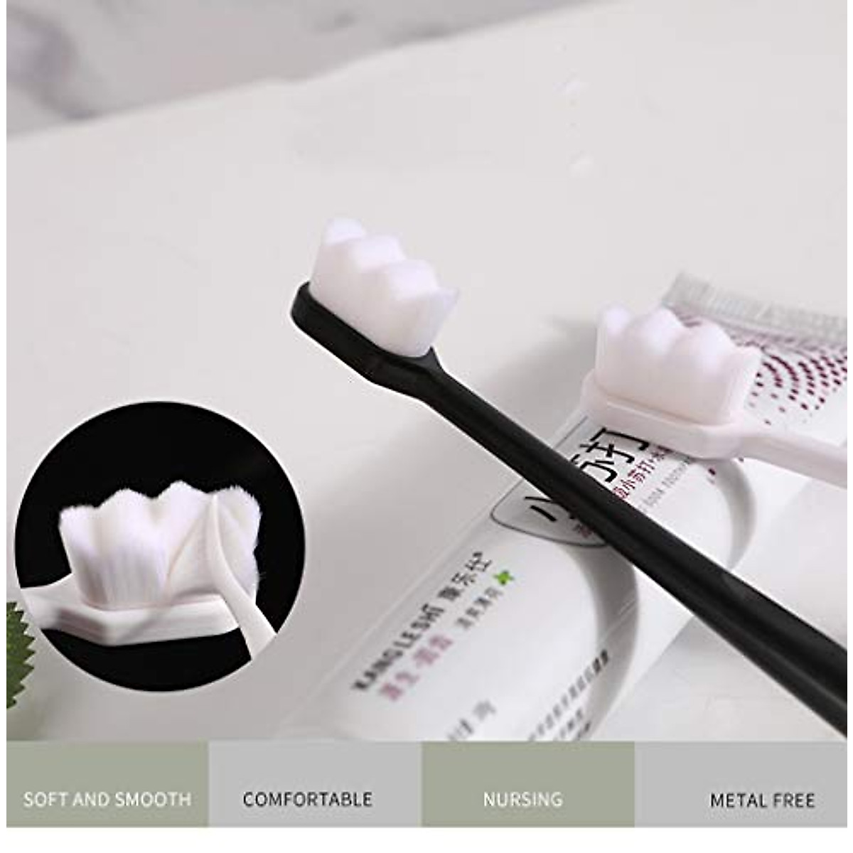 hongjin Extra Soft Toothbrush, Ultra Soft-bristled Adult Toothbrush Micro Nano 15000 Floss Bristle Good Cleaning Effect for Sensitive Teeth Oral Gum Recession