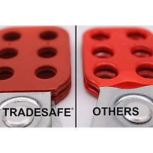 TRADESAFE Lock Out Tag Out Hasp - 1 inch Jaw Diameter Stainless Steel Lockout Hasp, Nylon Handle, Tamper-Proof and Impact-Resistant Loto Hasp, 6 Pack