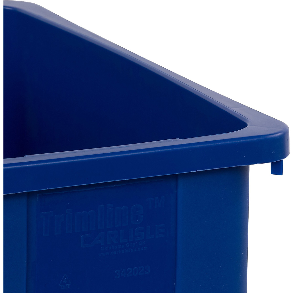 Carlisle FoodService Products TrimLine Rectangle RECYCLE Waste Container, 23 Gallons, Blue